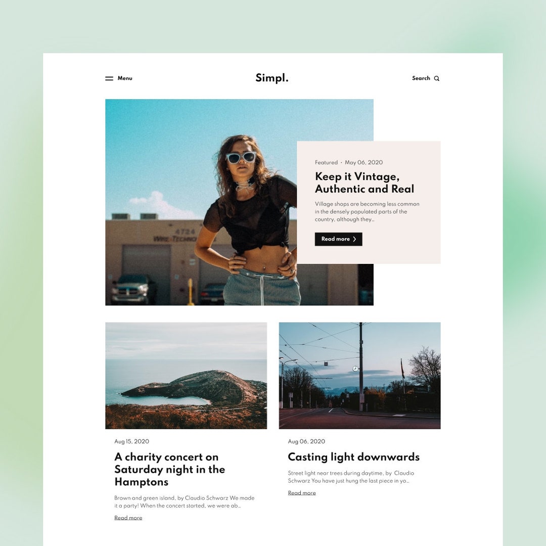 Minimal Grid Blogspot Theme: Clean Blogger Template (digital Download ...