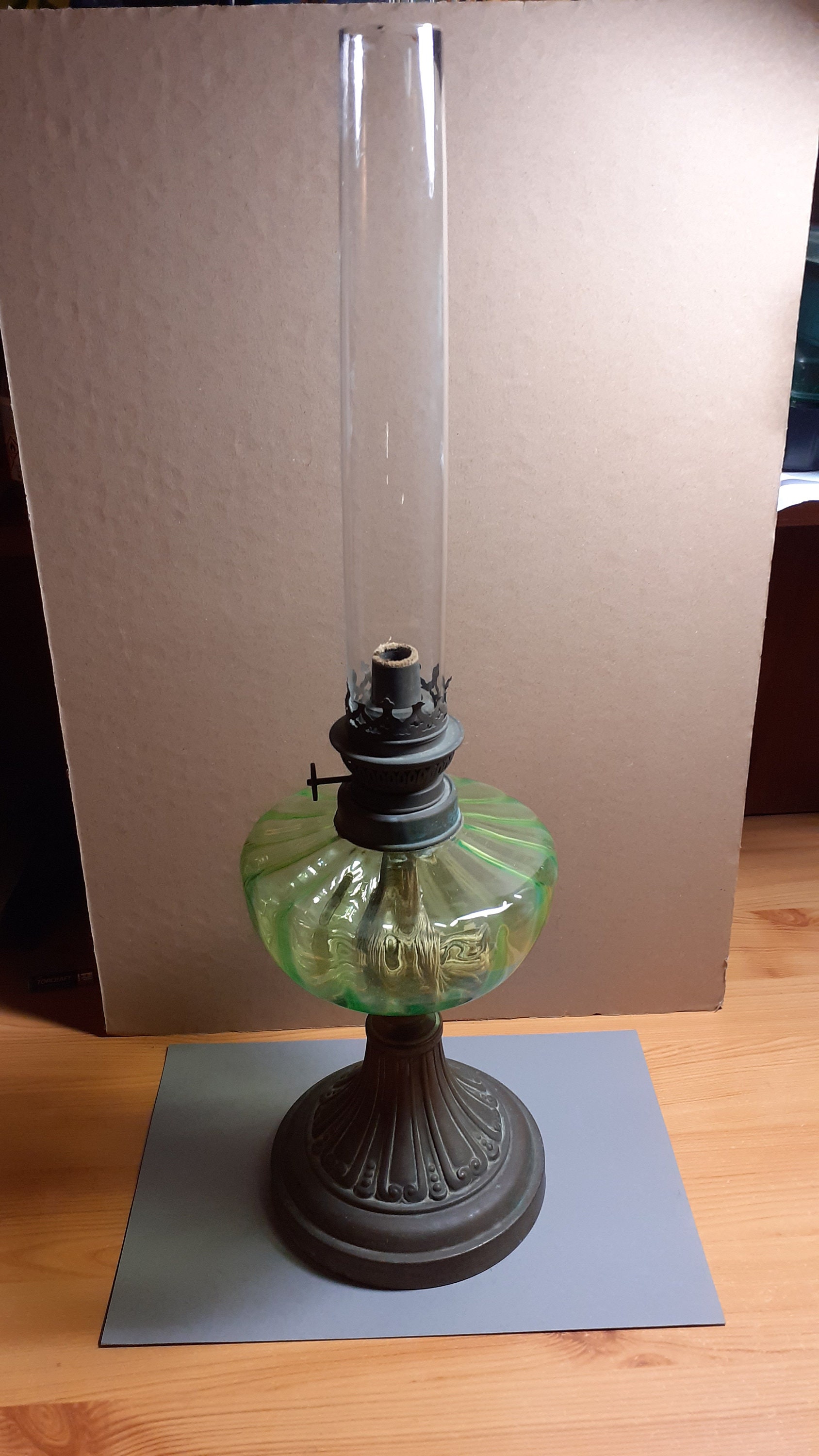 Oil Lamp in Uraline, Vaseline Glass - Etsy