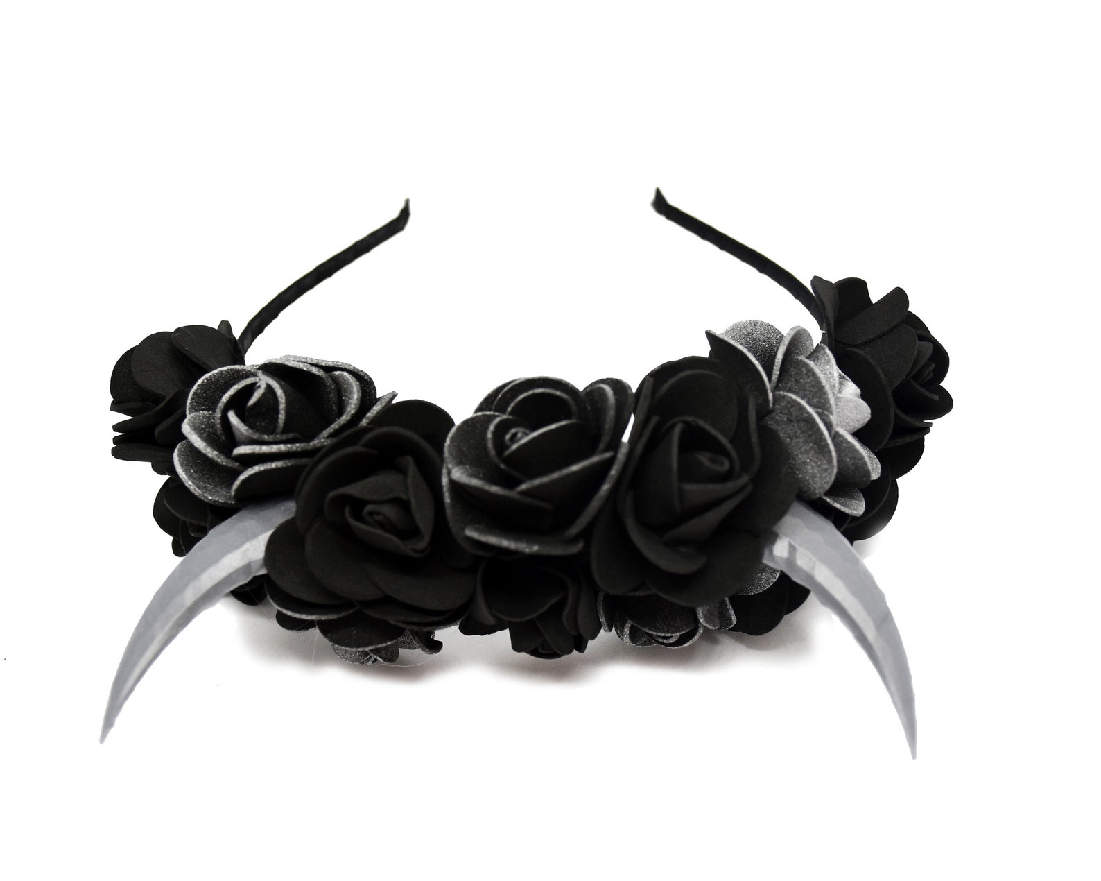 Demon Horns Headband Black & Silver Cosplay Devil Antler - Etsy UK
