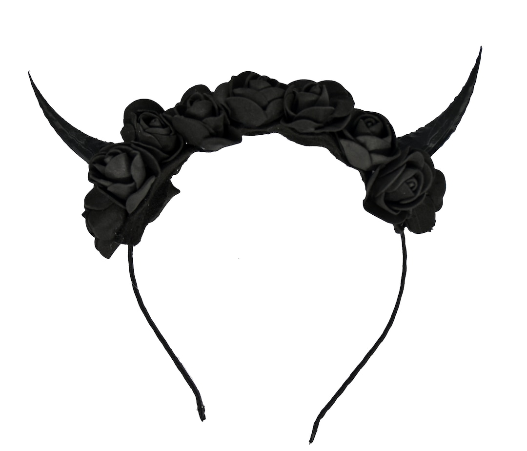 Black Demon Horns Headband - Cosplay Devil Antler Headpiece Pastel Goth ...