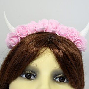 Demon Horns Headband Pink Cosplay Devil Antler Headpiece | Etsy