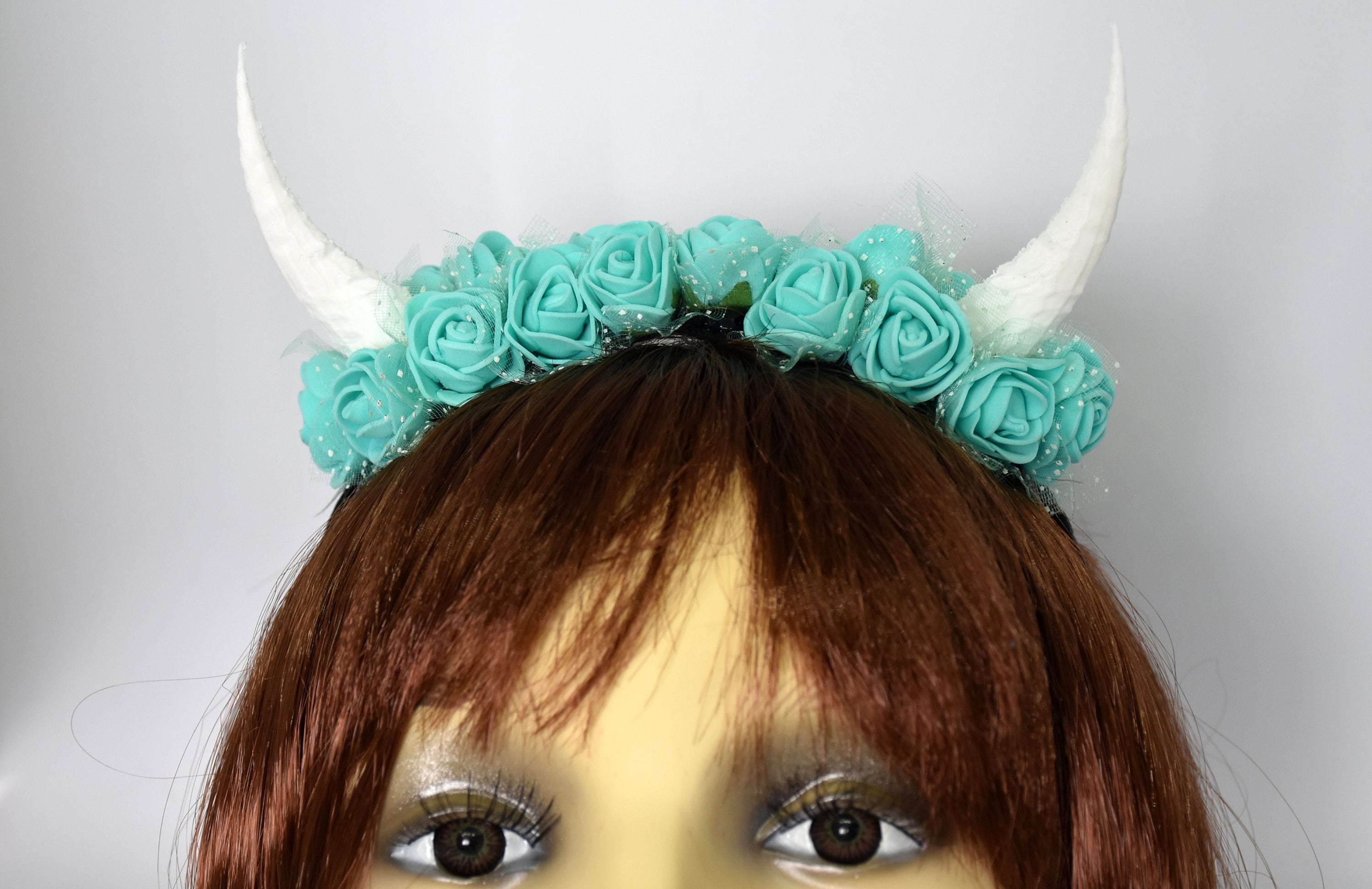 Demon Horns Headband Teal Cosplay Devil Antler Headpiece | Etsy