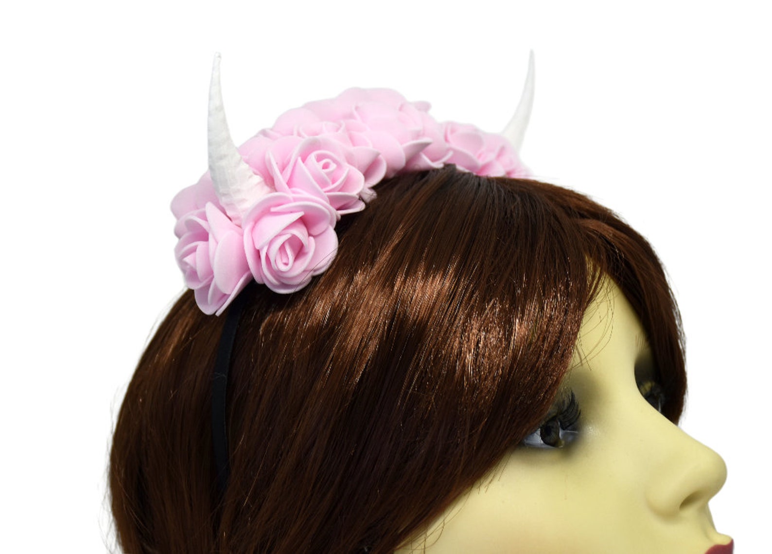 Demon Horns Headband - Pink Cosplay Devil Antler Headpiece Pastel Goth ...