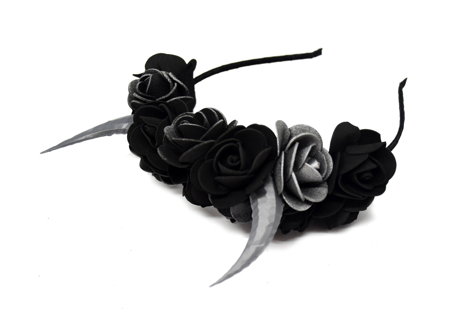 Demon Horns Headband Black & Silver Cosplay Devil Antler - Etsy UK
