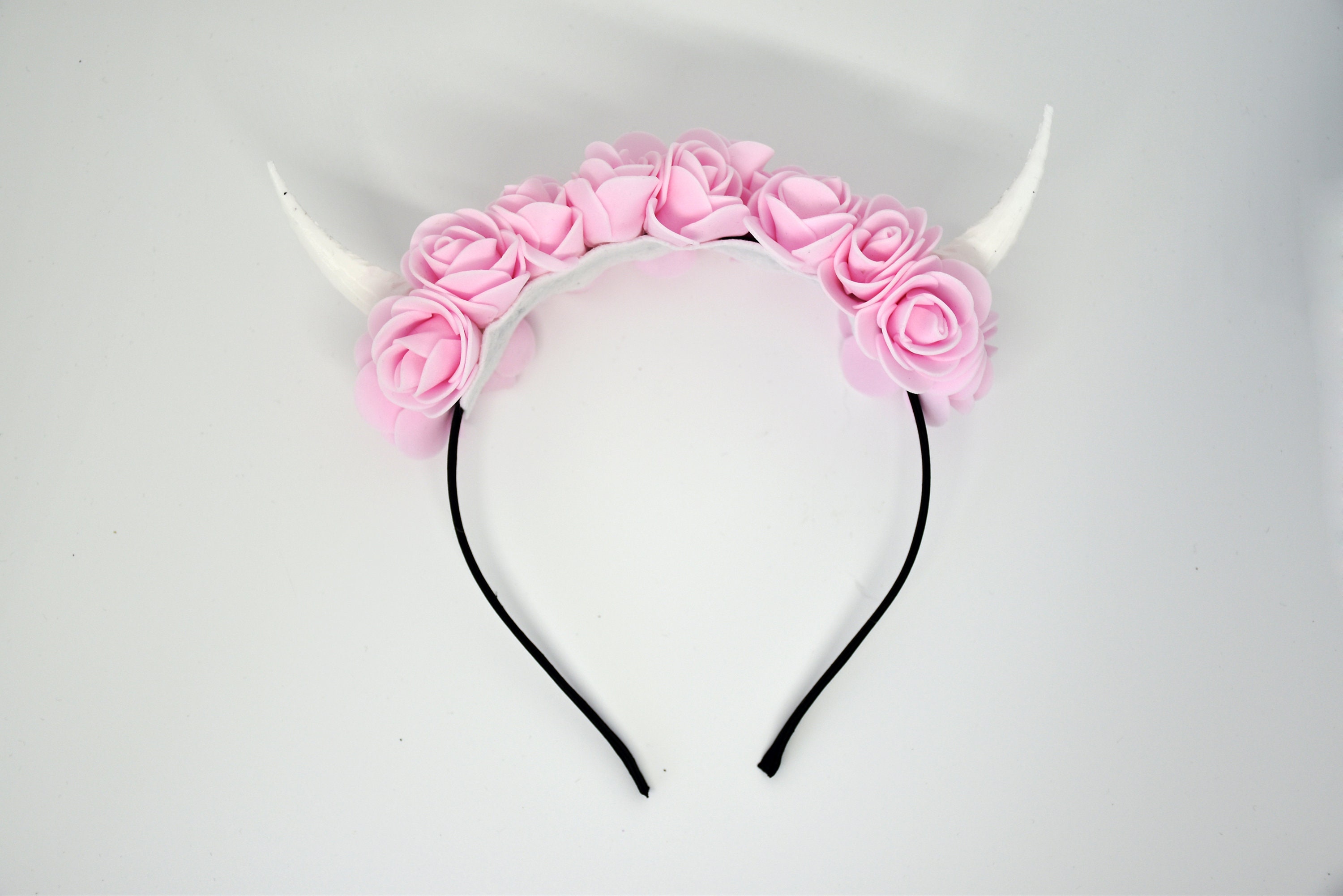 Demon Horns Headband Pink Cosplay Devil Antler Headpiece | Etsy