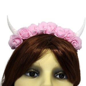 Demon Horns Headband - Pink Cosplay Devil Antler Headpiece Pastel Goth ...