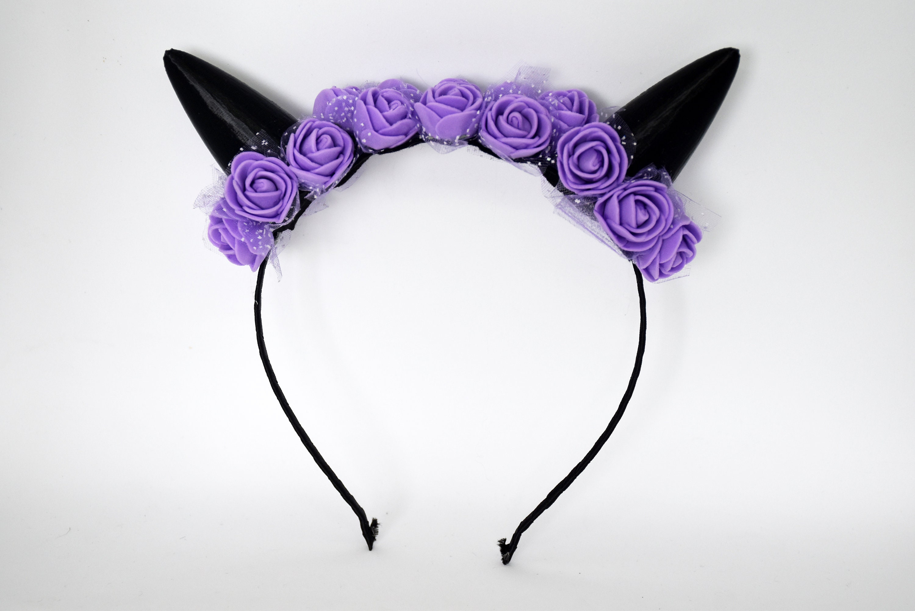 Cute Cat Ears With Purple Flowers Realistic Kitten Mom Clips | Etsy