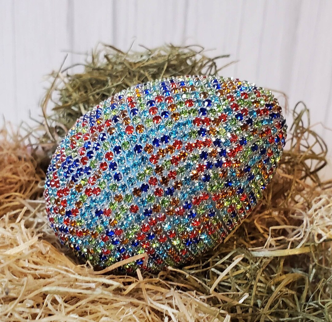 Rhinestone Easter Egg, Easter Decor, Easter Basket, Spring Decor, Czech ...
