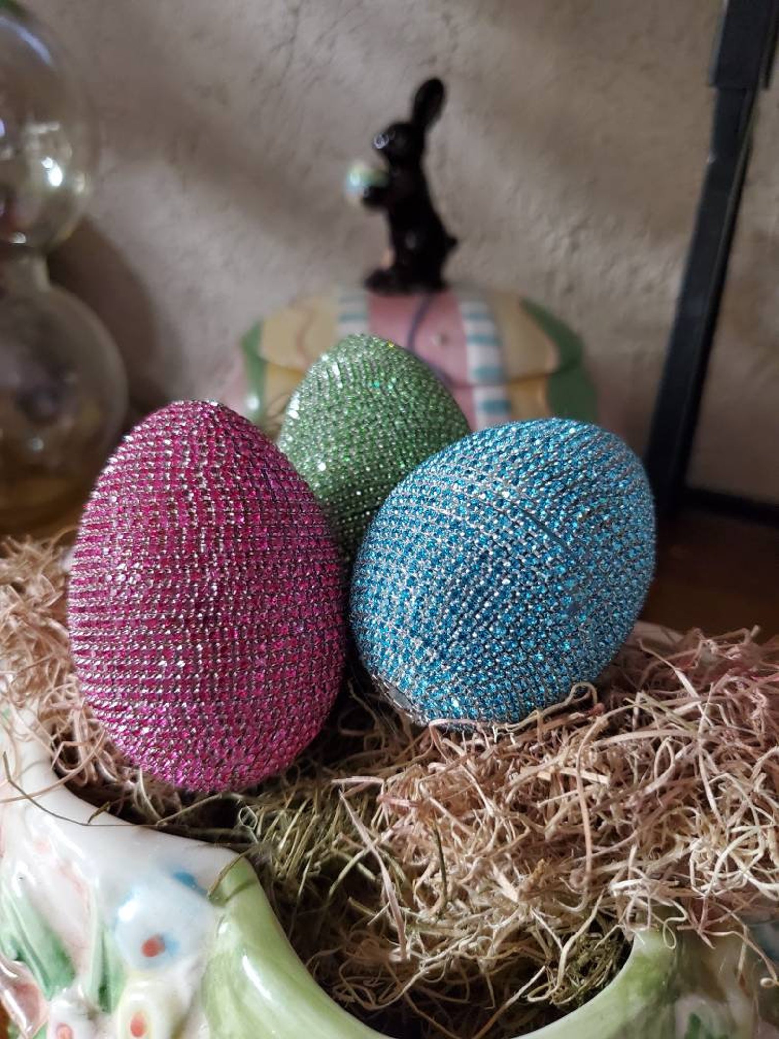 Rhinestone Easter Eggs, Easter Decor, Easter Eggs, Bling Decor, Bling ...