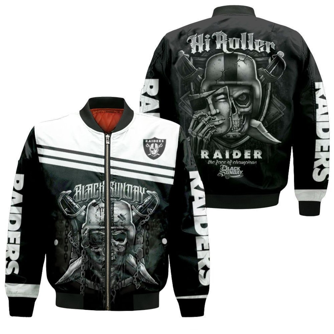 Oakiand Raiders Black Sunday Skull 3D Bomber Jacket BB1982 - Etsy