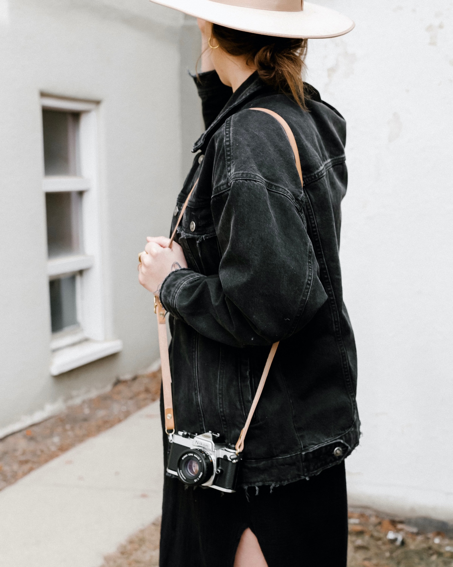 Slim Adjustable Leather Camera Strap with Brass Buckle The | Etsy