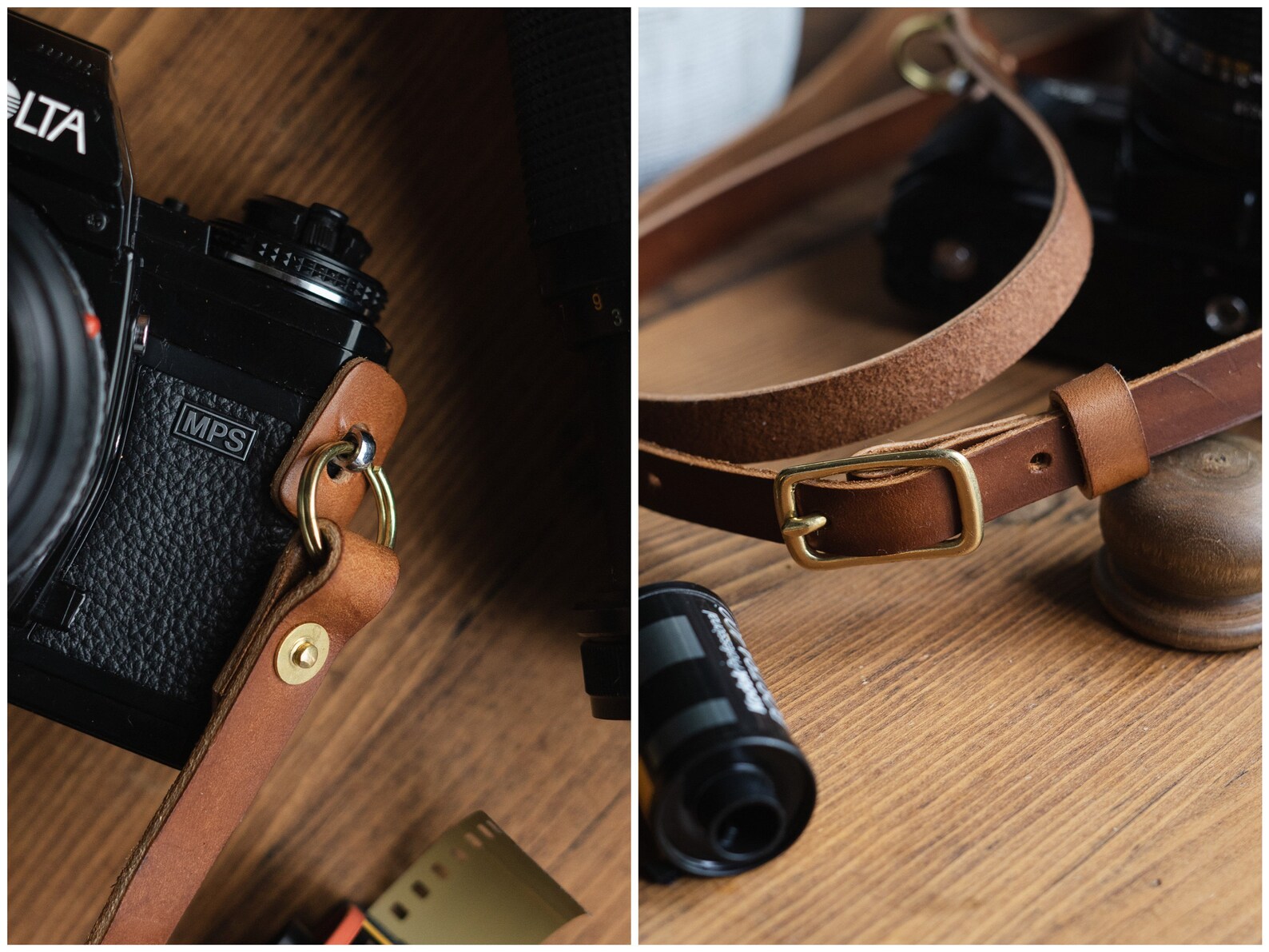 Slim Adjustable Leather Camera Strap With Brass Buckle | the No. 02 - Etsy