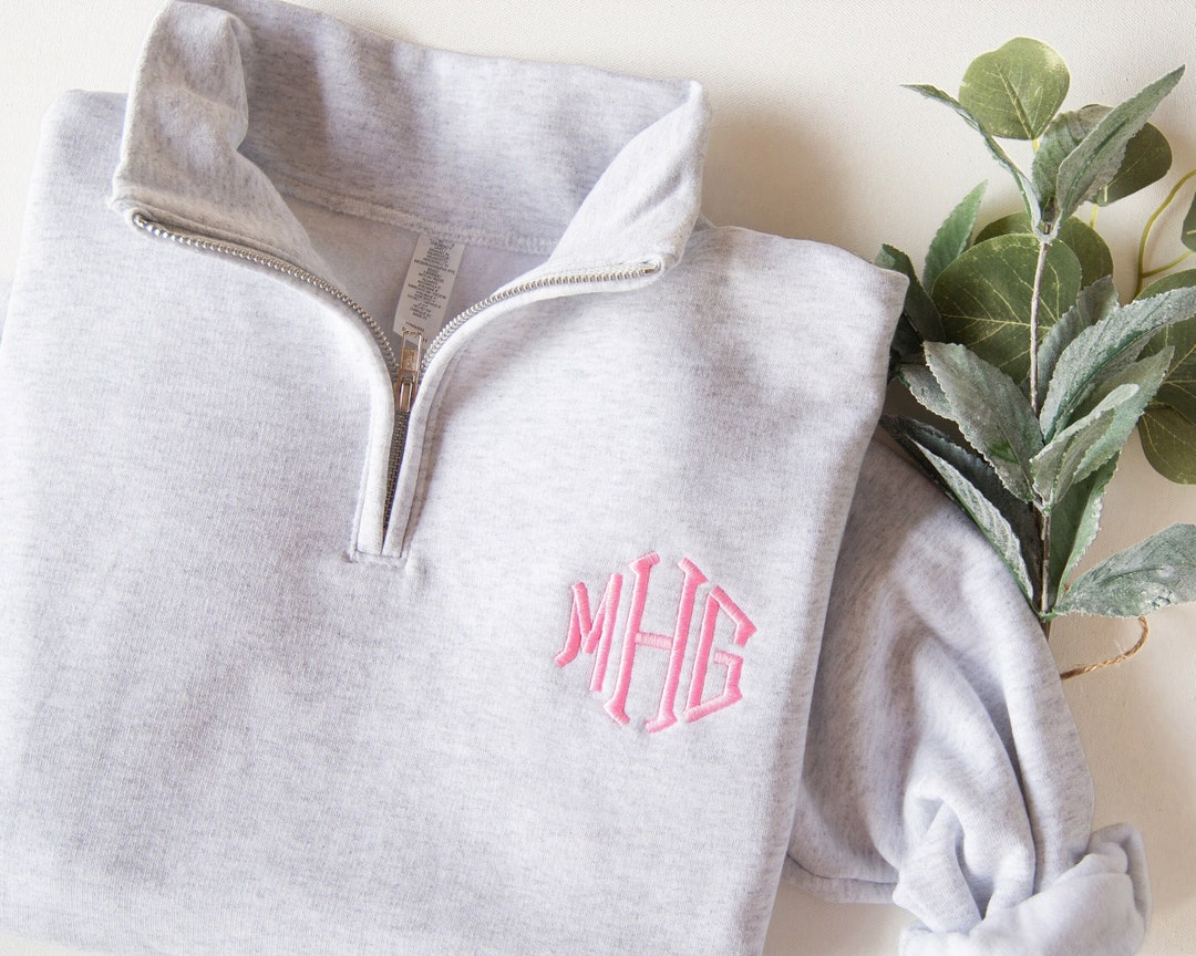 Monogram Quarter Zip Sweatshirt, Embroidered Quarter Zip, Monogrammed ...