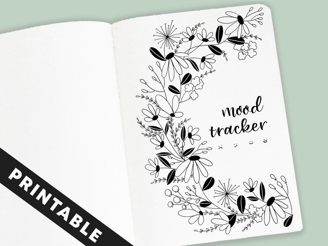 Mood Tracker Printable Bullet Journal Insert Half Wreath Floral Mood ...