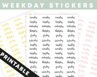 Days of the Week Script Stickers/printable Planner Stickers/erin ...