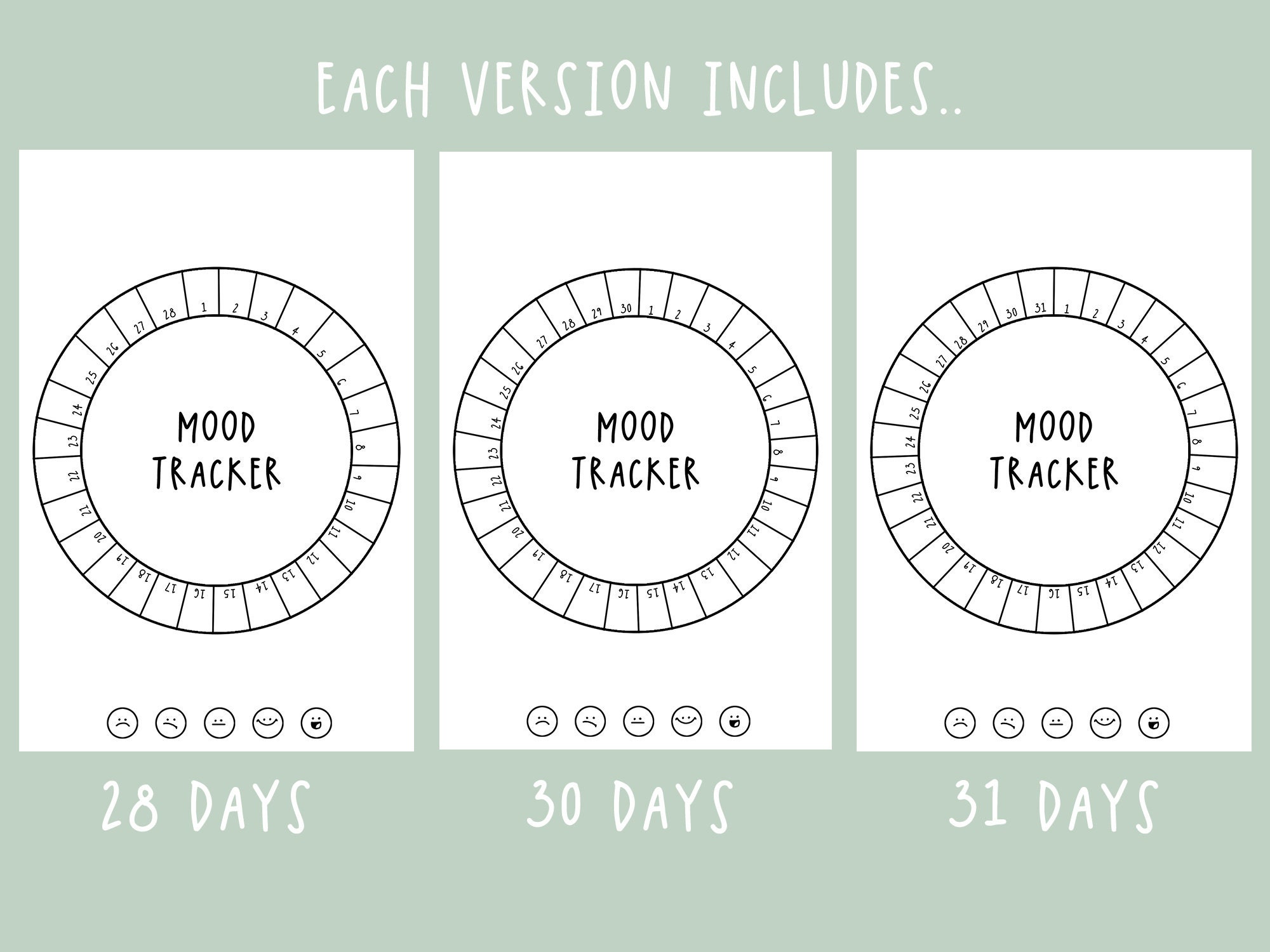 Mood Tracker Printable Bullet Journal Insert Circle Mood Tracker Blank ...