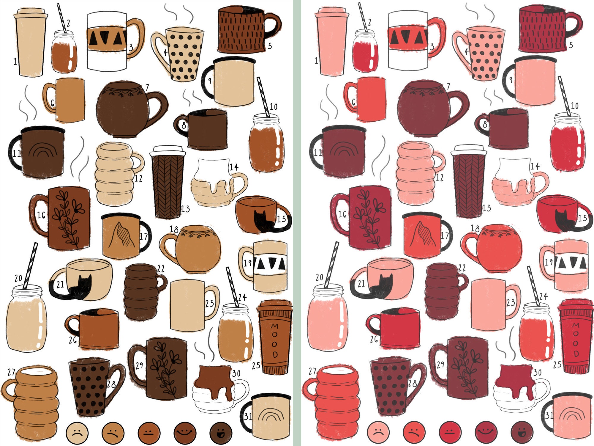 Calendars & Planners Paper & Party Supplies Pocket Mood Tracker Coffee ...