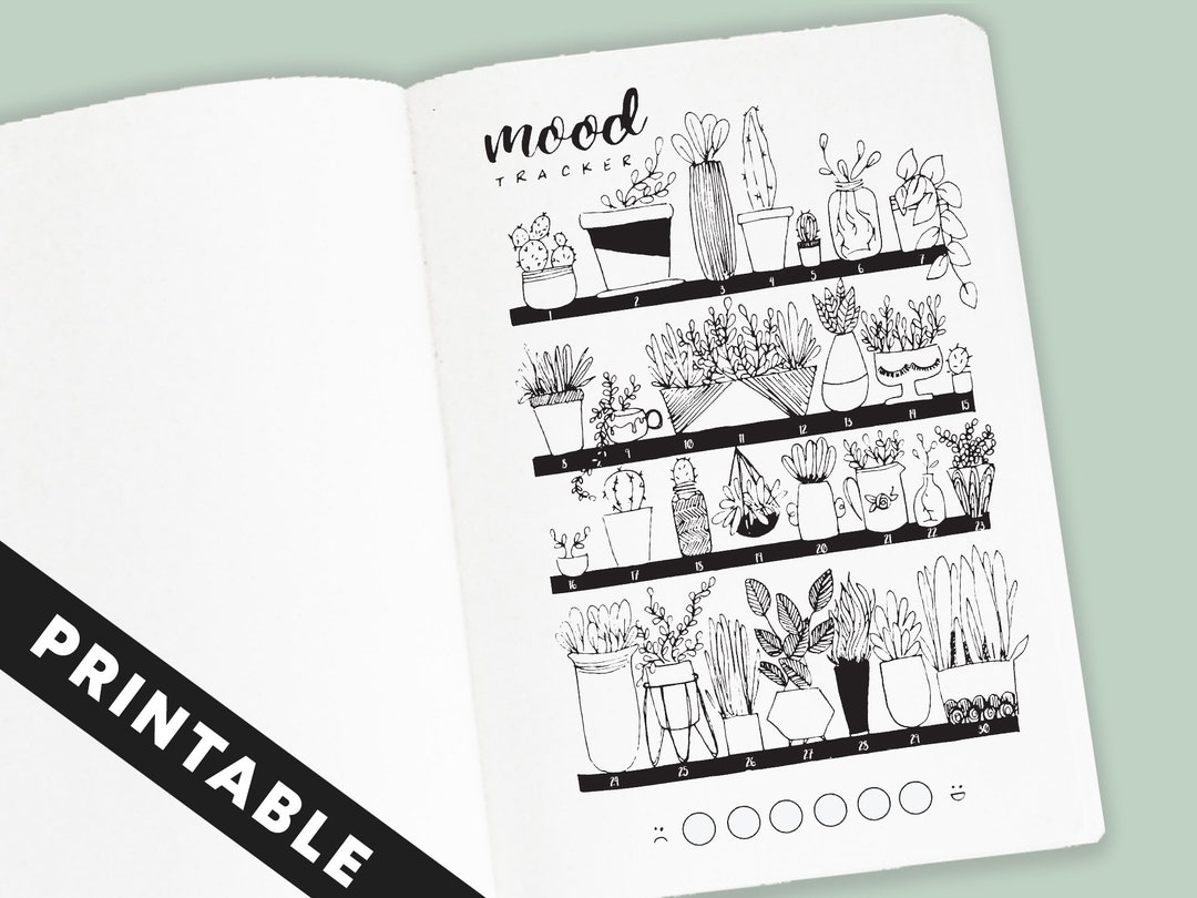 Mood Tracker Printable - Bullet Journal Insert - House Plants, Air ...