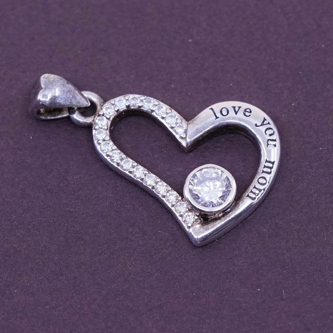 Vintage ALOV Sterling Silver Handmade Pendant, 925 Hearts With “love ...