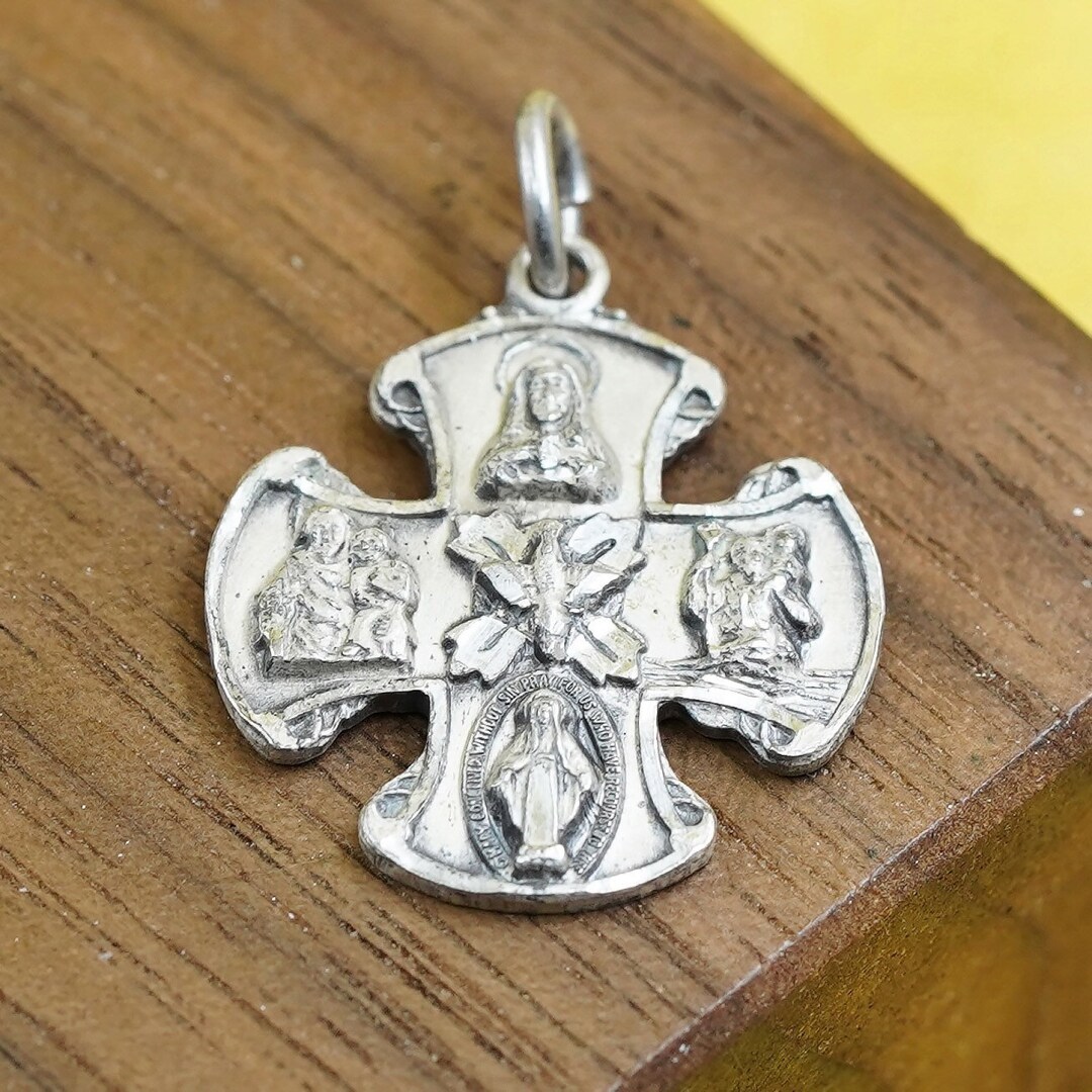 Vintage Creed Sterling Silver 925 Catholic Cross Pendant Medal-i’m a ...