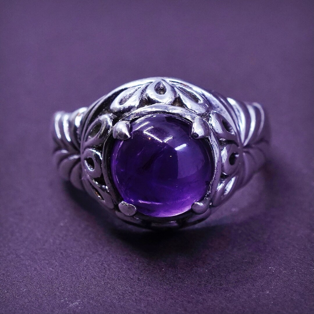 Size 8.25, Vintage SLC Filigree Sterling 925 Silver Handmade Ring With ...