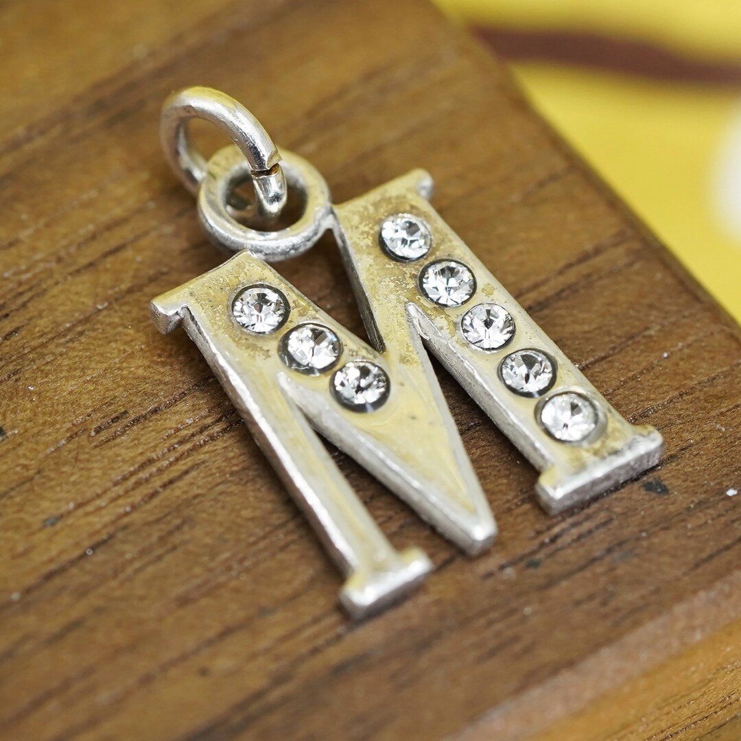 Vintage SLC Sterling Silver Handmade Pendant, 925 Charm, Initial M With ...