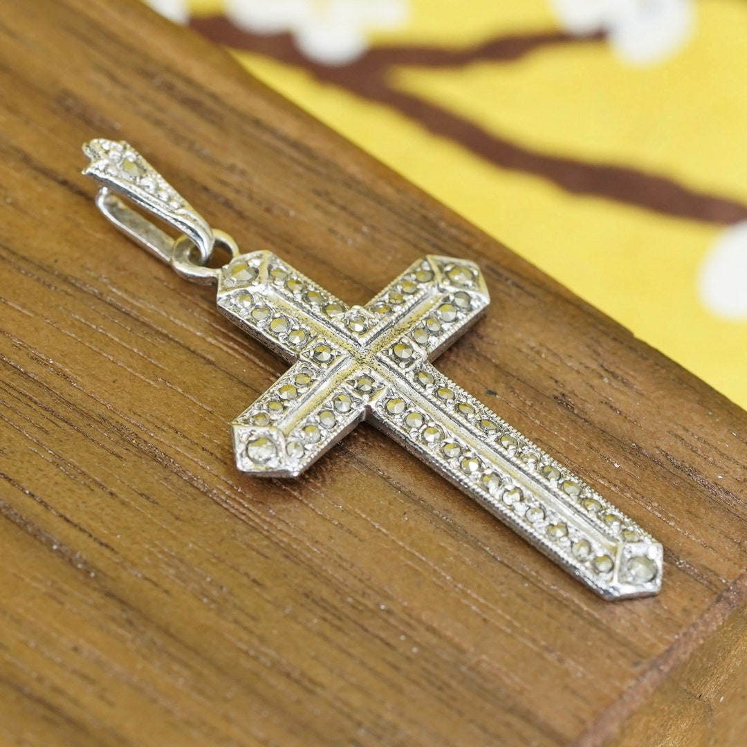 Vintage Art Deco KD Sterling Silver Handmade Pendant, 925 Cross With ...