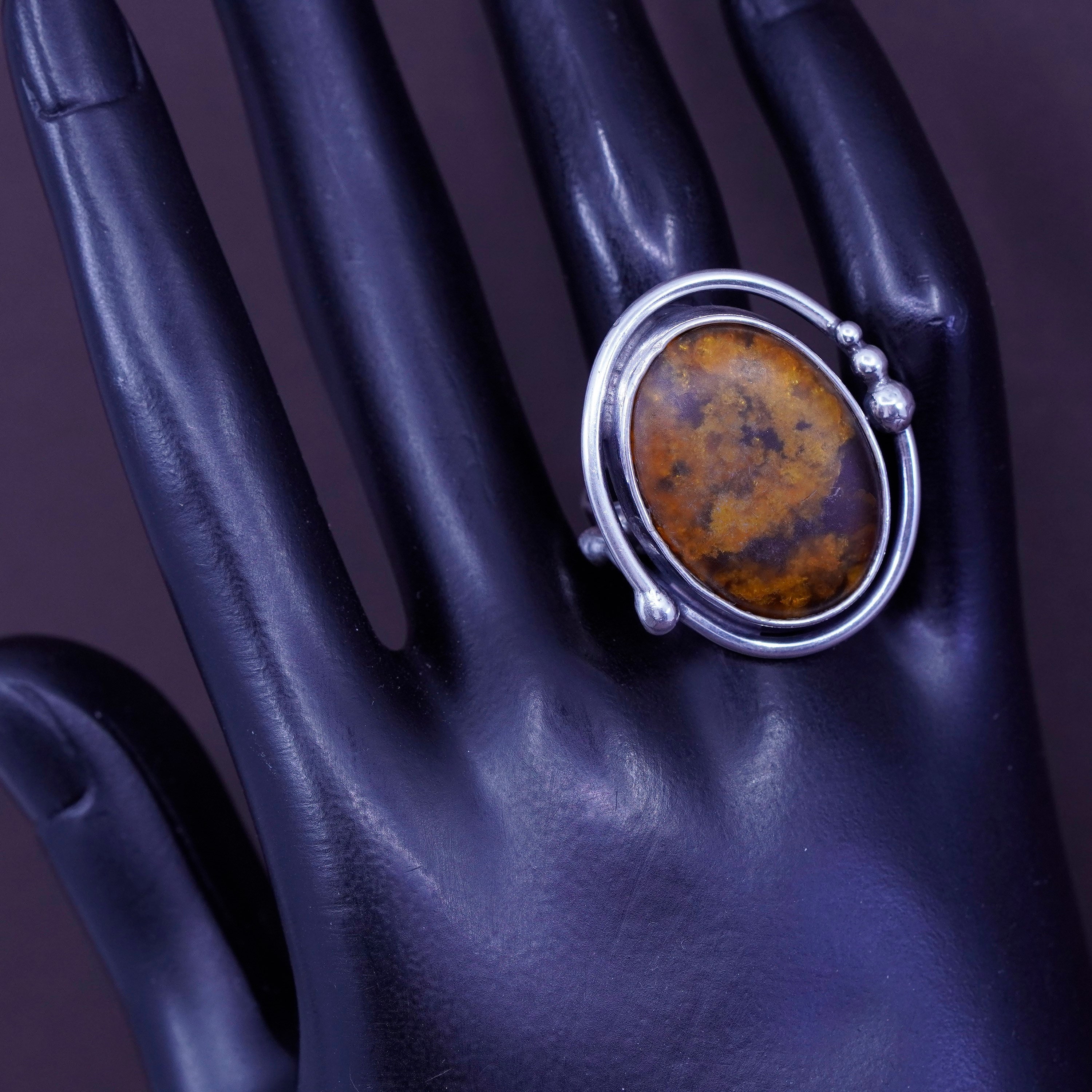 Size 10.5 vintage Sterling 925 silver handmade ring with oval | Etsy