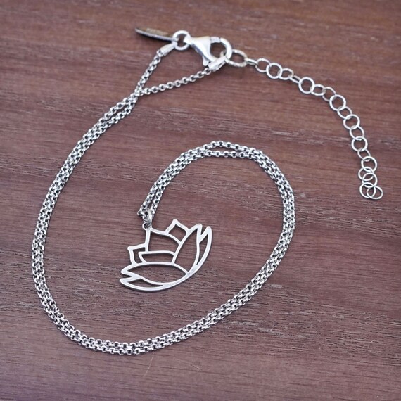 Buy 162 Italy Dyadema Sterling 925 Silver Circle Chain Necklace W Lotus Flower Pendant Stamped Dyamema Italy 925 Online in India Etsy
