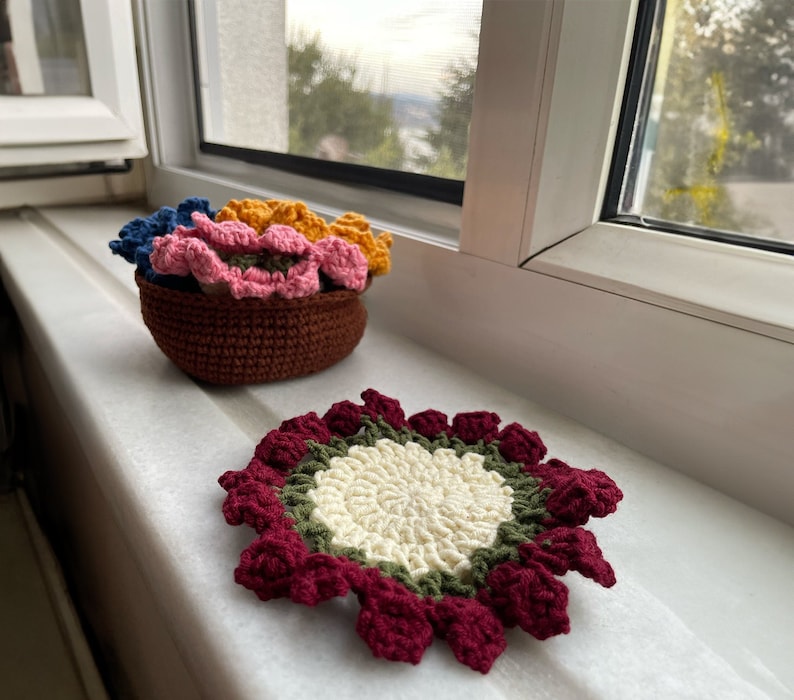 Flower Pot Coaster Crochet Pattern - Etsy