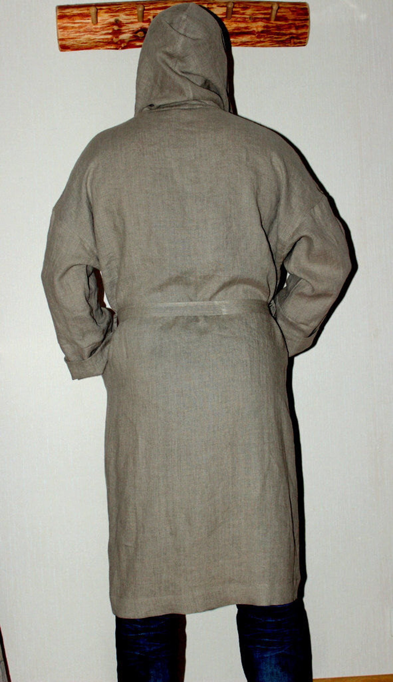 Linen Mens Robe. XS-6XL Unisex Robe.hooded Linen Robe.organic Linen ...