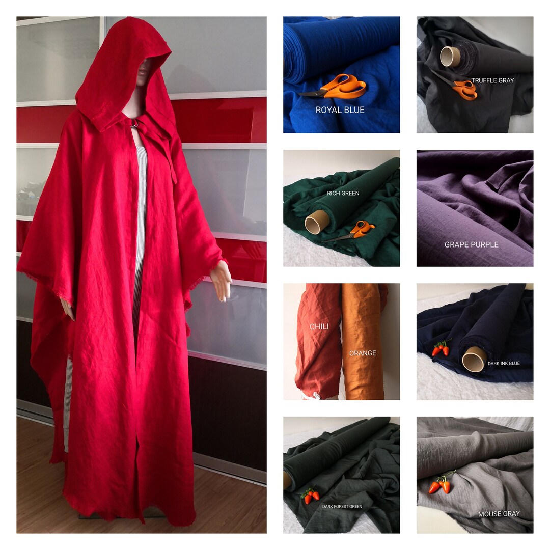 Long Linen Cloak. Cloak With Attached Hood. Ranger Cloak. Medieval LARP ...