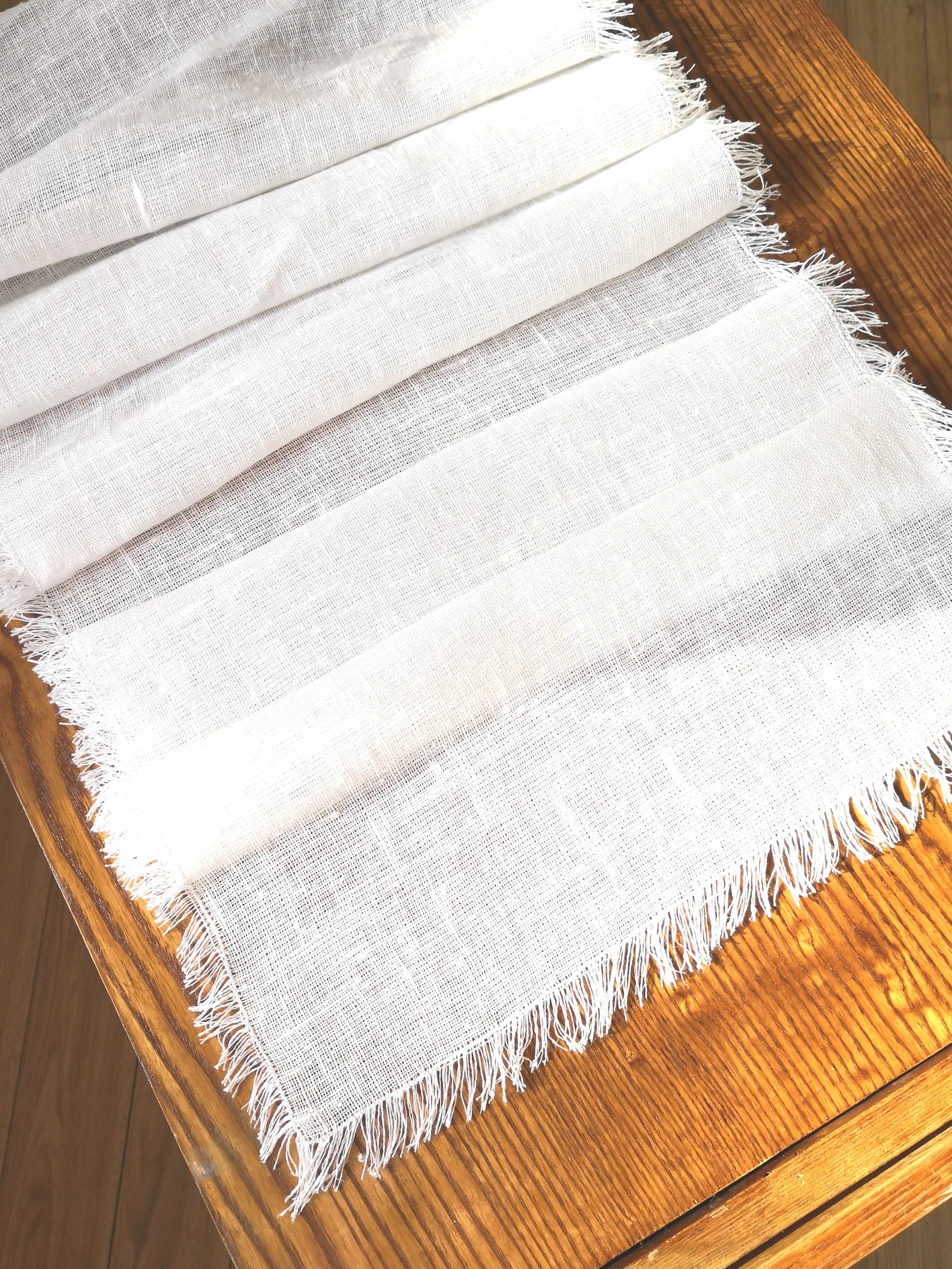 Fringed Linen Table Runner. off White Linen. Natural Linen - Etsy
