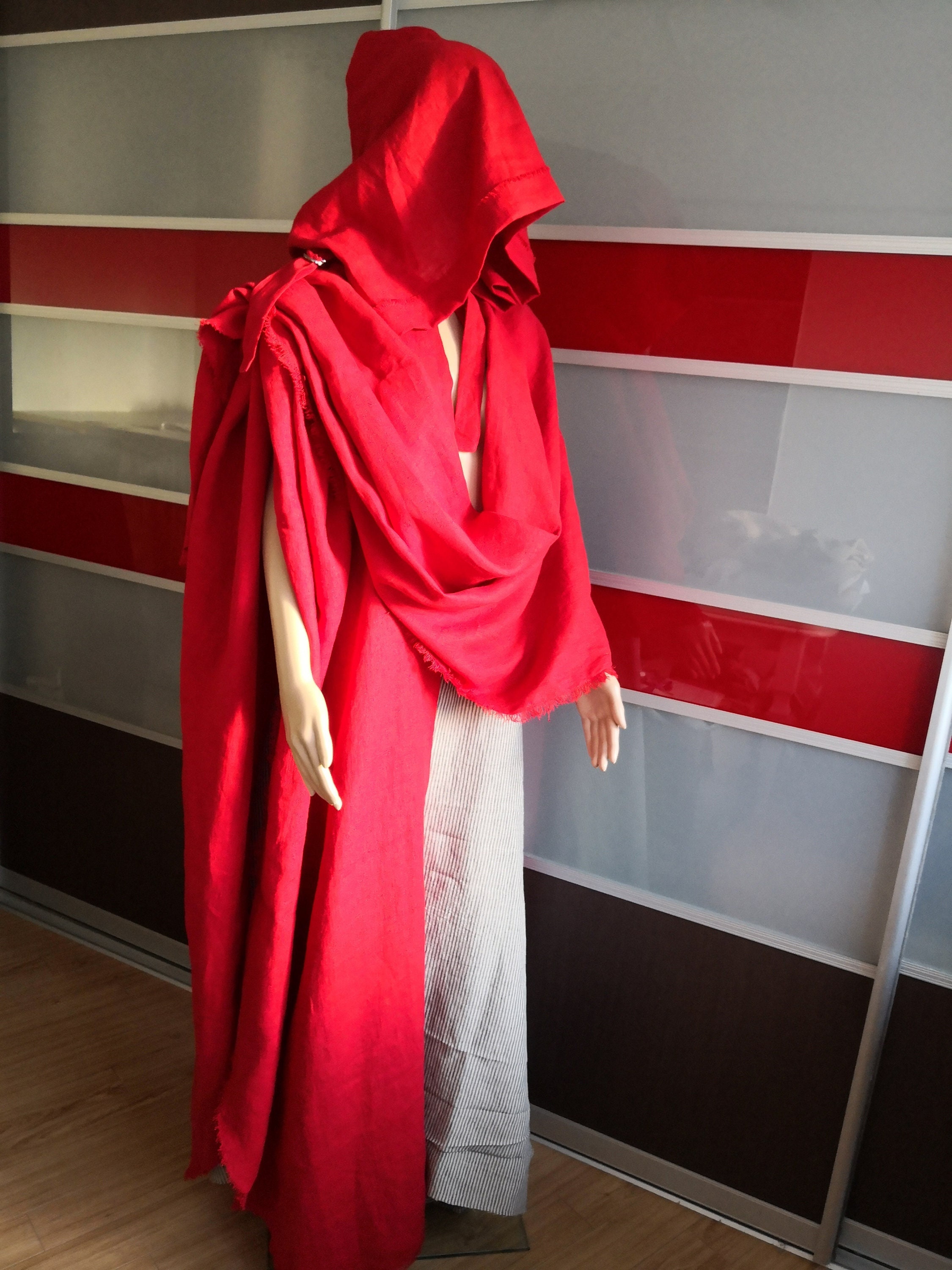 Long Linen Cloak. Cloak With Attached Hood. Ranger Cloak. - Etsy