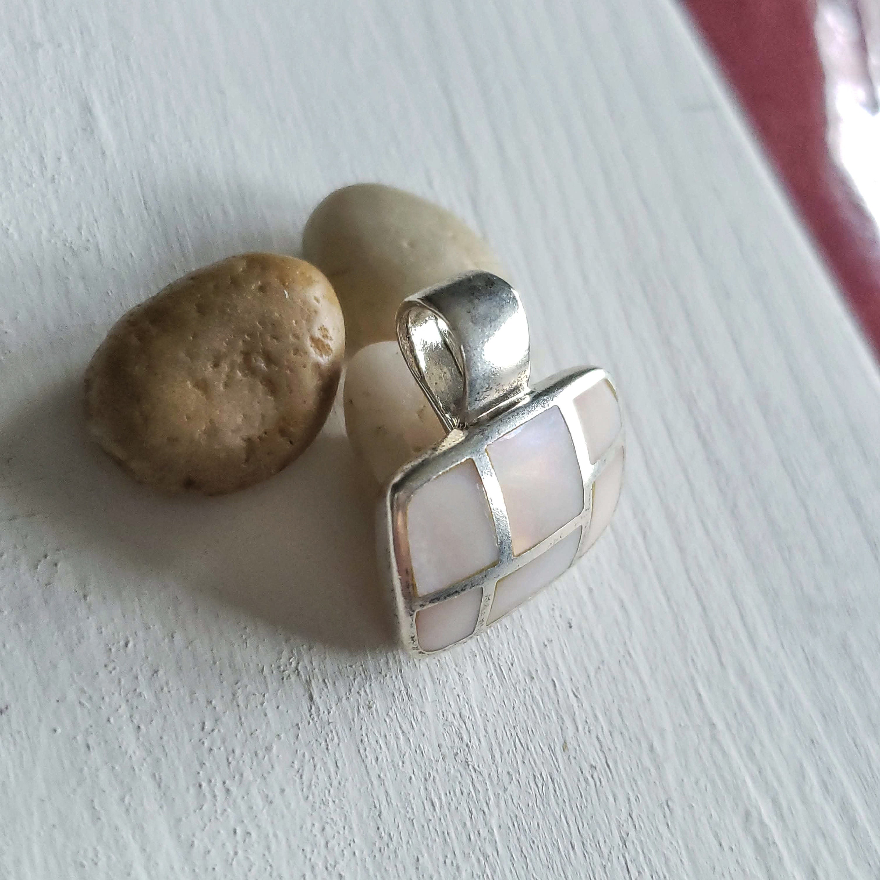 Vintage White and Pink Pearl Color Pendant, Statement Pendant, Unique ...