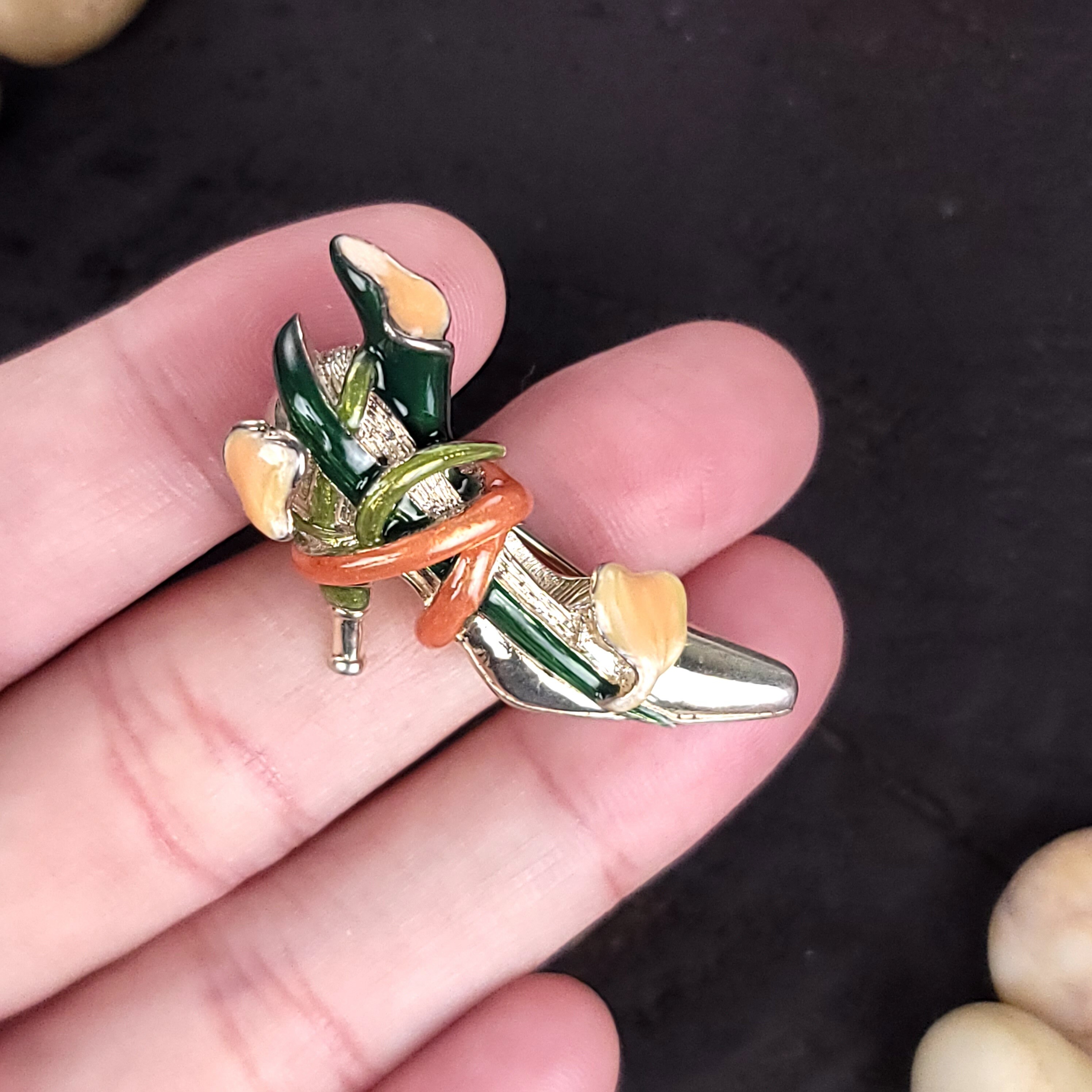 Plant High Heel Shoe Pin, Floral Shoe Pin, Vintage Heel Pin, Feminine ...