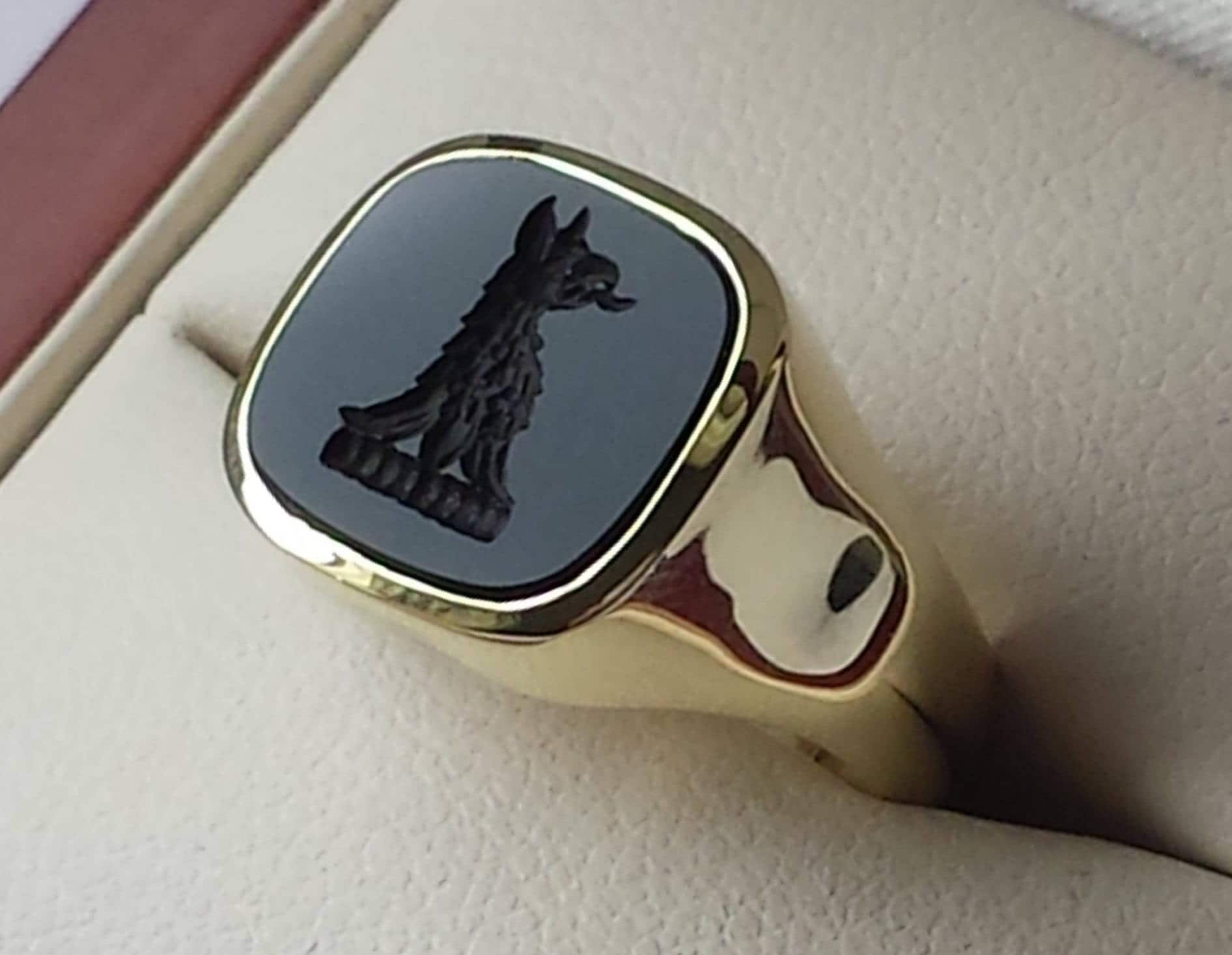 Herren Siegelring 18k Gold Edelsteine Siegelring - Siegelring mit ...