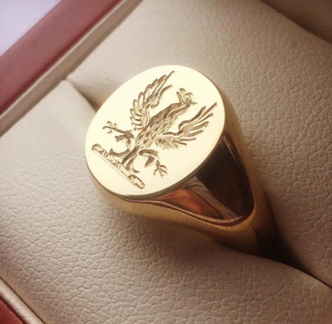 18ct Hallmarked Oxford Signet Ring, 16x13, 3mm Head, With Your Family ...
