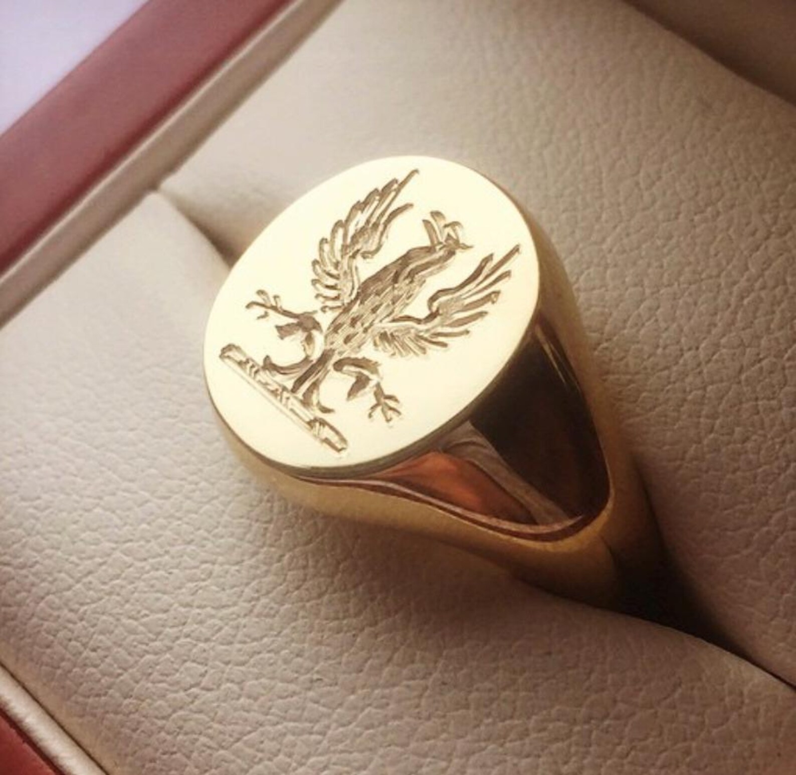 18ct Hallmarked Oxford Signet Ring, 16x13, 3mm Head, With Your Family ...