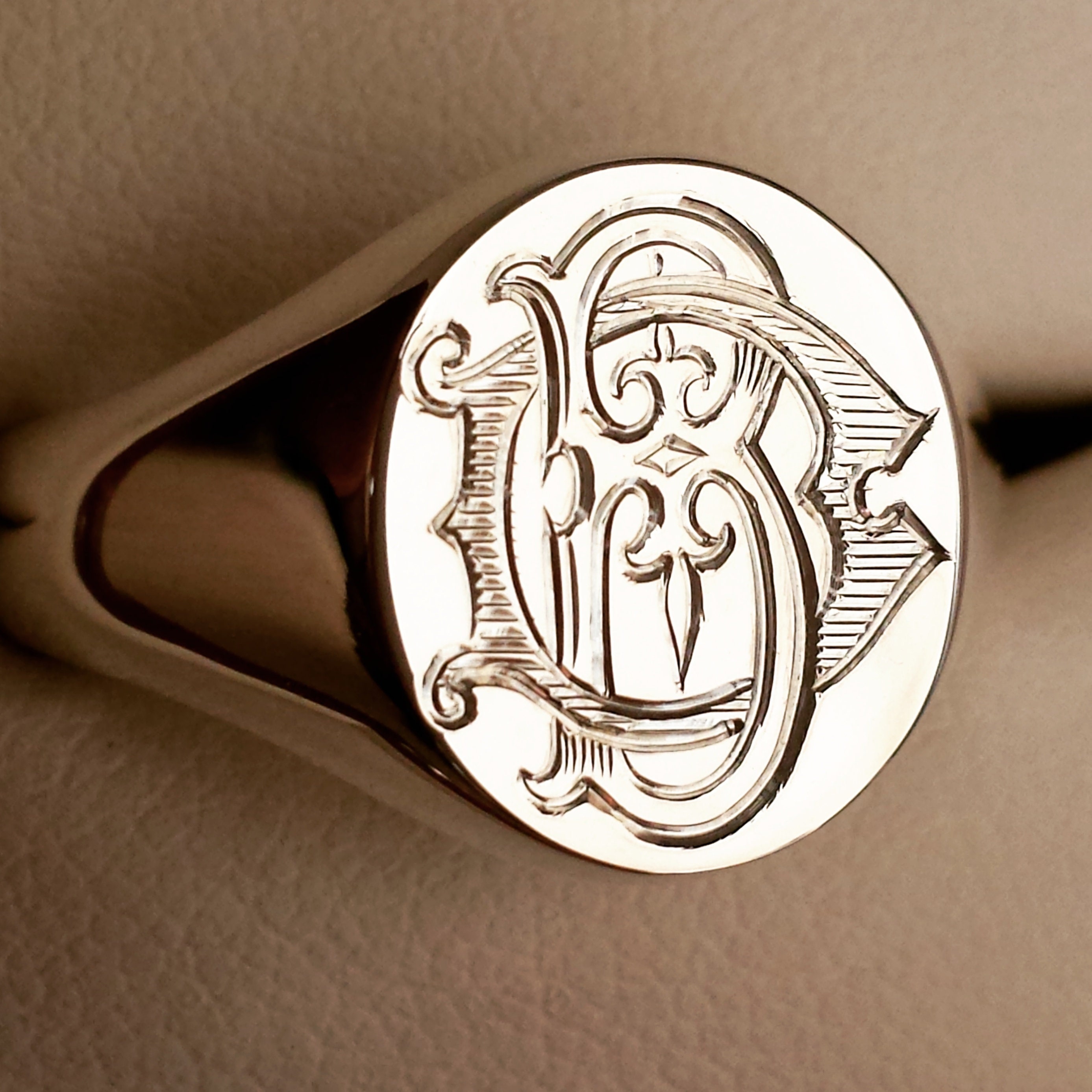 Silver Gold or Platinum Hand Engraved Signet Ring With Your - Etsy