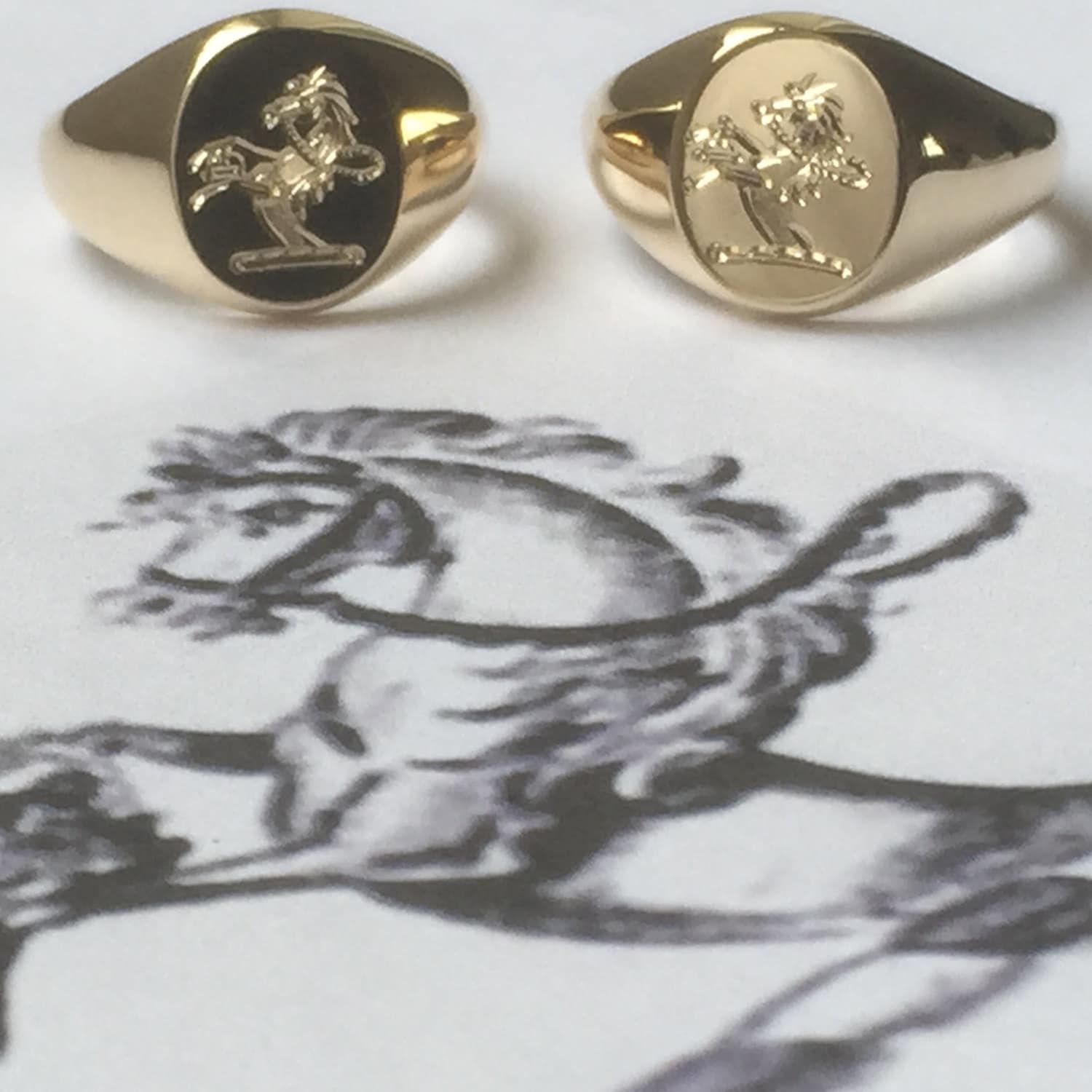 Traditional Ladies Solid Gold Signet Ring With Your Family - Etsy