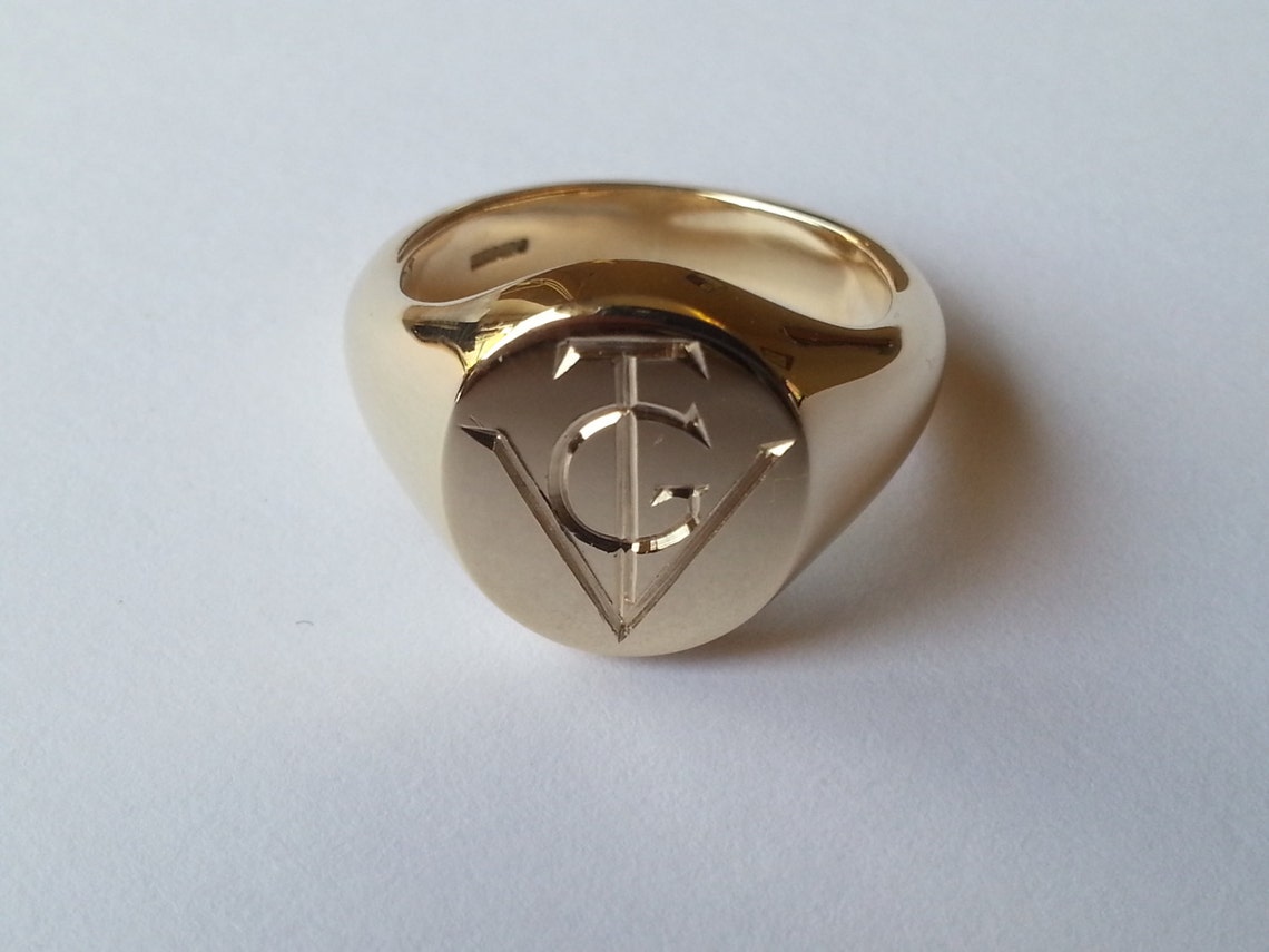 Silver, Gold or Platinum Hand Engraved Signet Ring With Your Initials ...