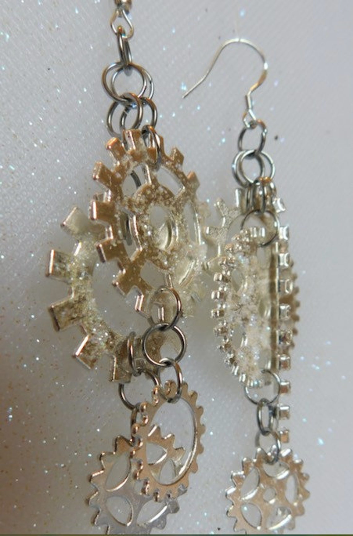 Steampunk Asymmetric Cog and Gear Earrings | Etsy