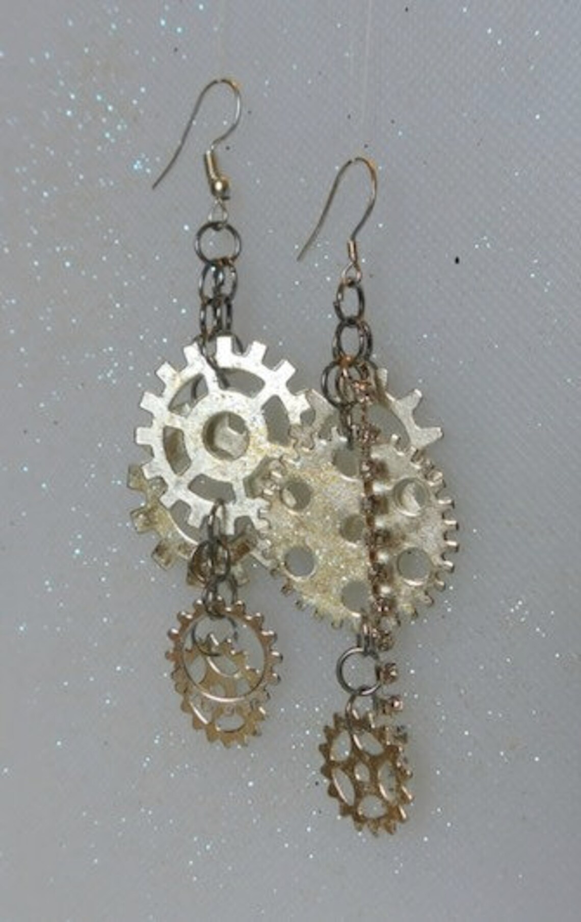 Steampunk Asymmetric Cog and Gear Earrings | Etsy
