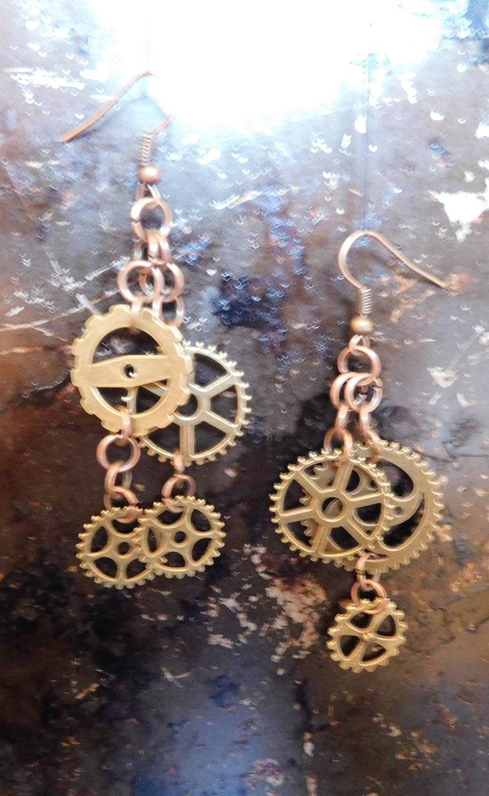 Steampunk Asymmetric Cog and Gear Earrings | Etsy