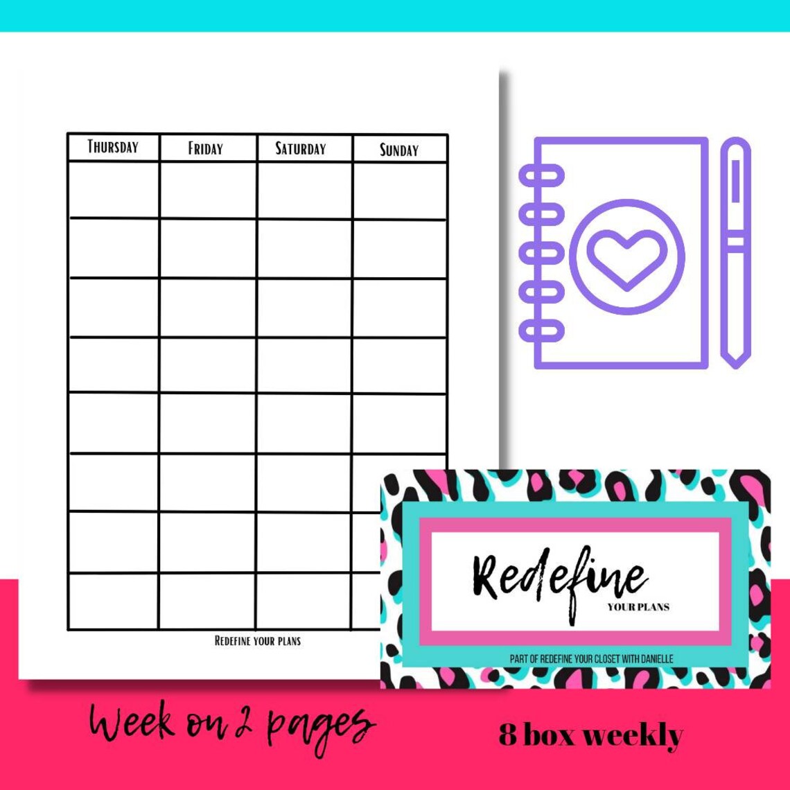 Printable Planner Insert- 8 BOX WEEKLY- DIGITAL Download - Etsy