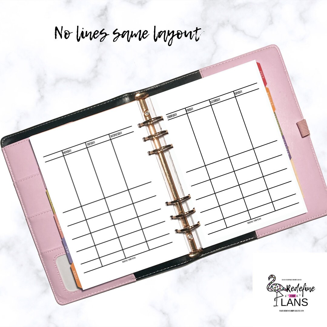 Weekly Planner-6 Category Planner-lines and Unlined-digital-printable ...