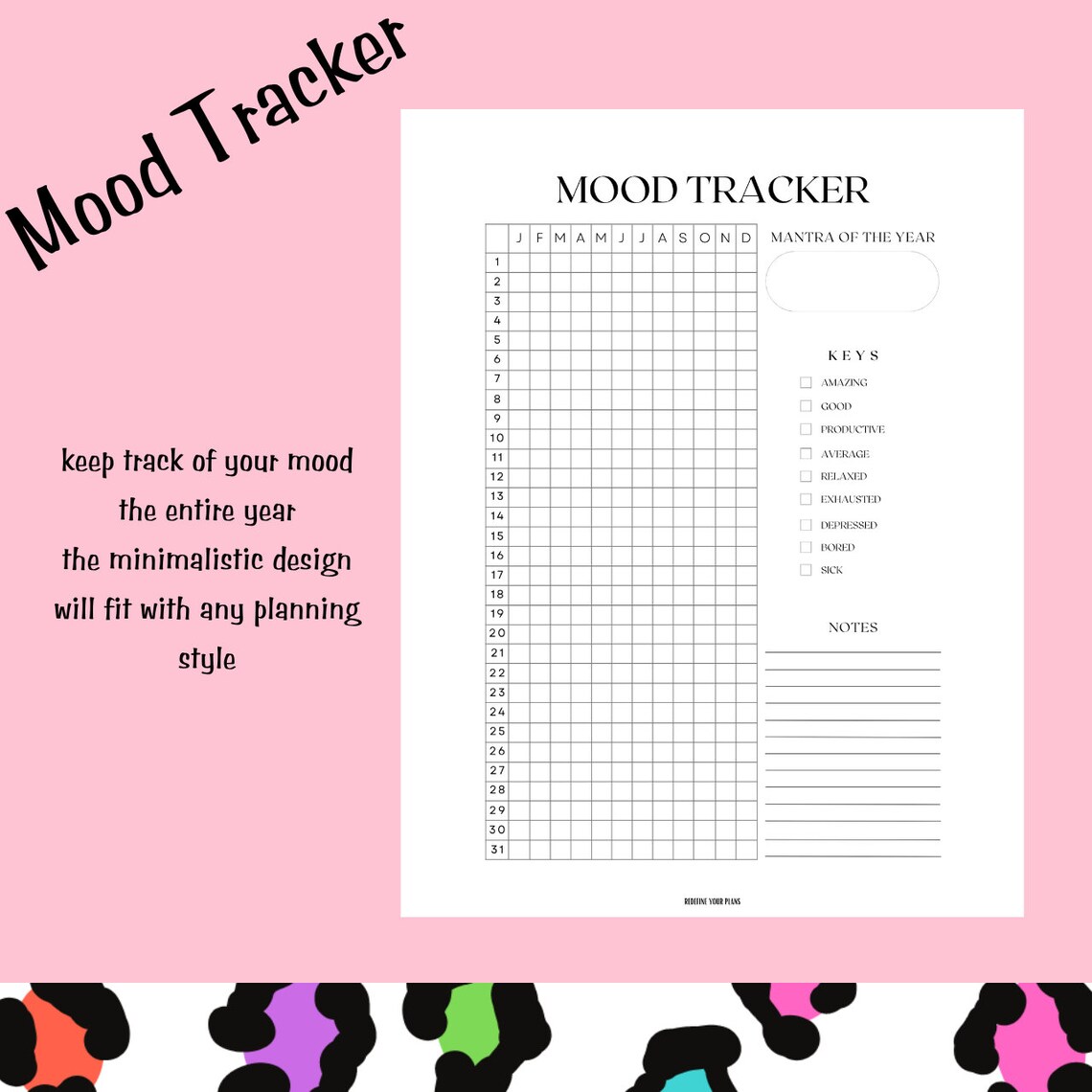 Mood Tracker| Printable Mood Tracker| Planner Insert| Digital Download ...