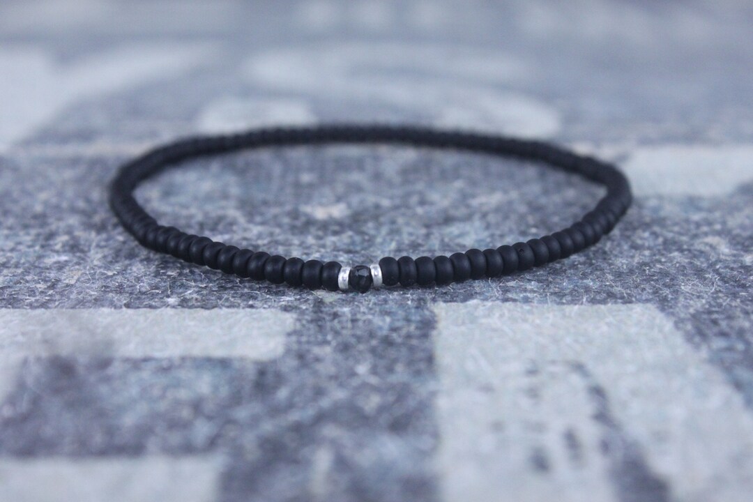 Schwarzer Turmalin Armband, Herren Schmuck, Minimalist Armband ...