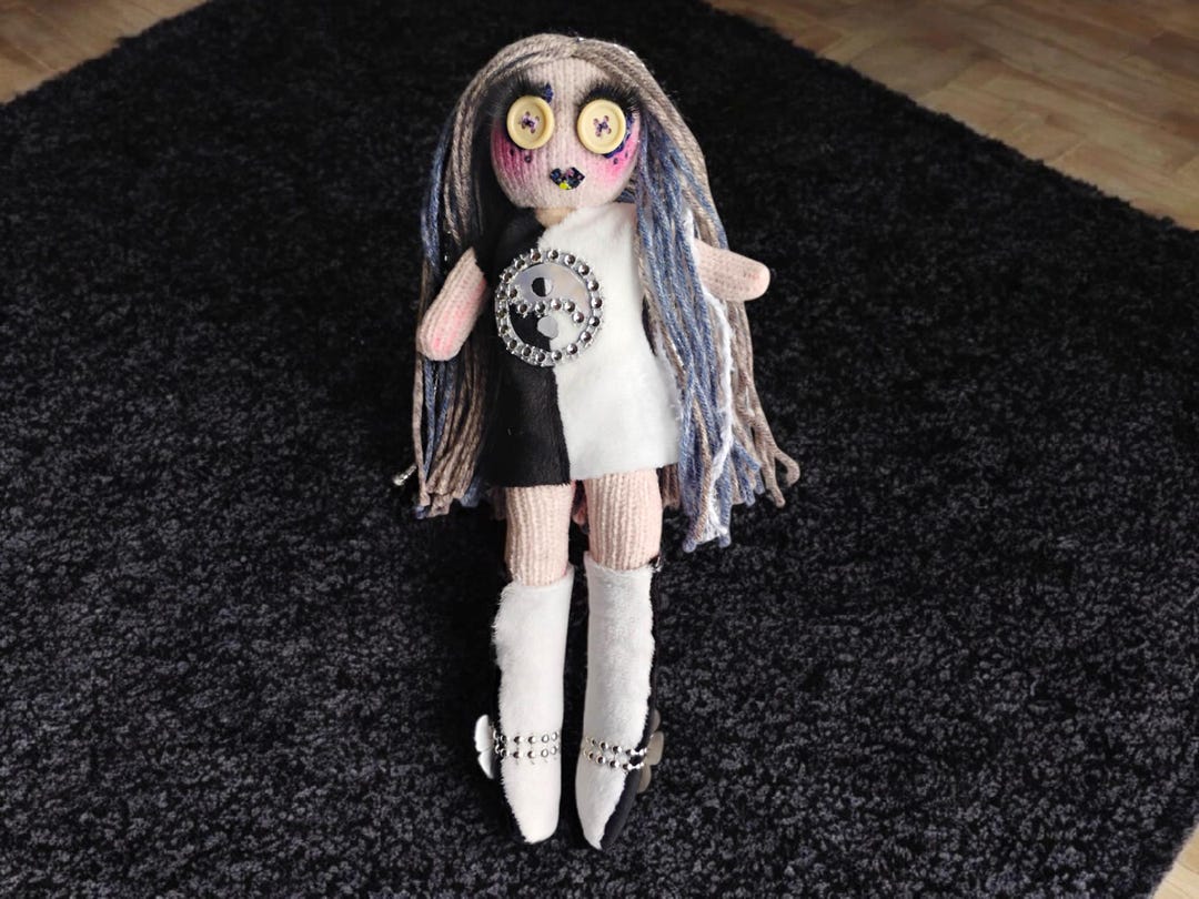 Gothic Yin Yang Sock Doll, Handmade Emo Plushie, Yin Yang Decor, Dark ...